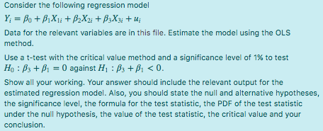 Consider the following regression model Y; = Bo + | Chegg.com