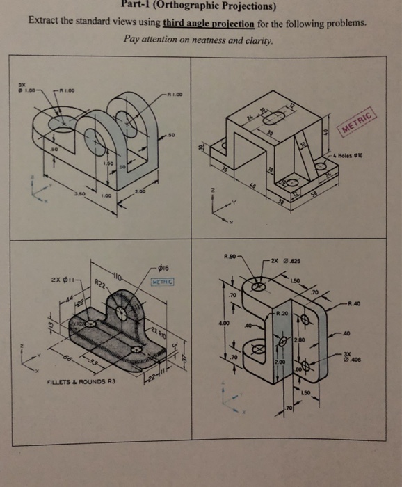 Solved Part-i (Orthographic Projections) Extract the | Chegg.com