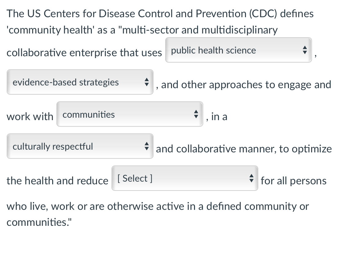 Solved The US Centers for Disease Control and Prevention | Chegg.com