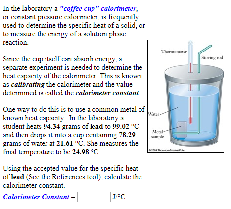 Solved In the laboratory a "coffee cup" calorimeter, or | Chegg.com
