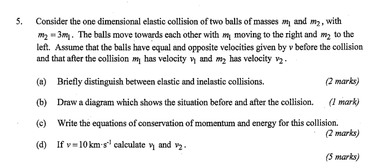 Solved 5. Consider the one dimensional elastic collision of | Chegg.com