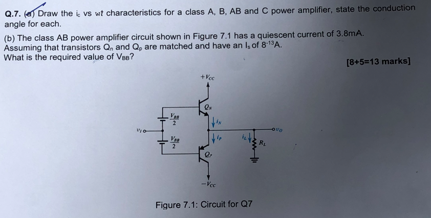 Solved Q.7. (a) Draw the ic vs wt characteristics for a | Chegg.com