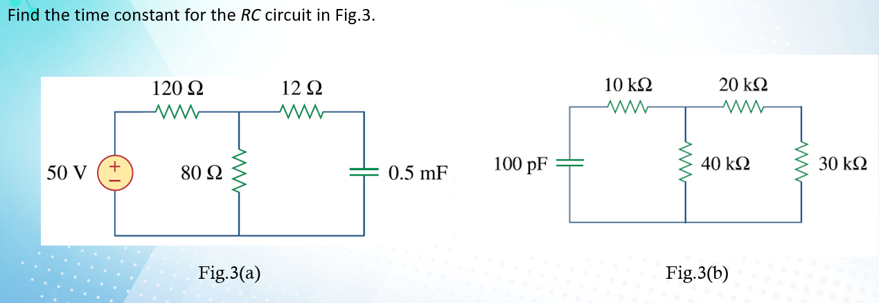 Solved Find the time constant for the RC circuit in Fig.3. | Chegg.com