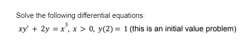 Solved Solve the following differential equations: | Chegg.com