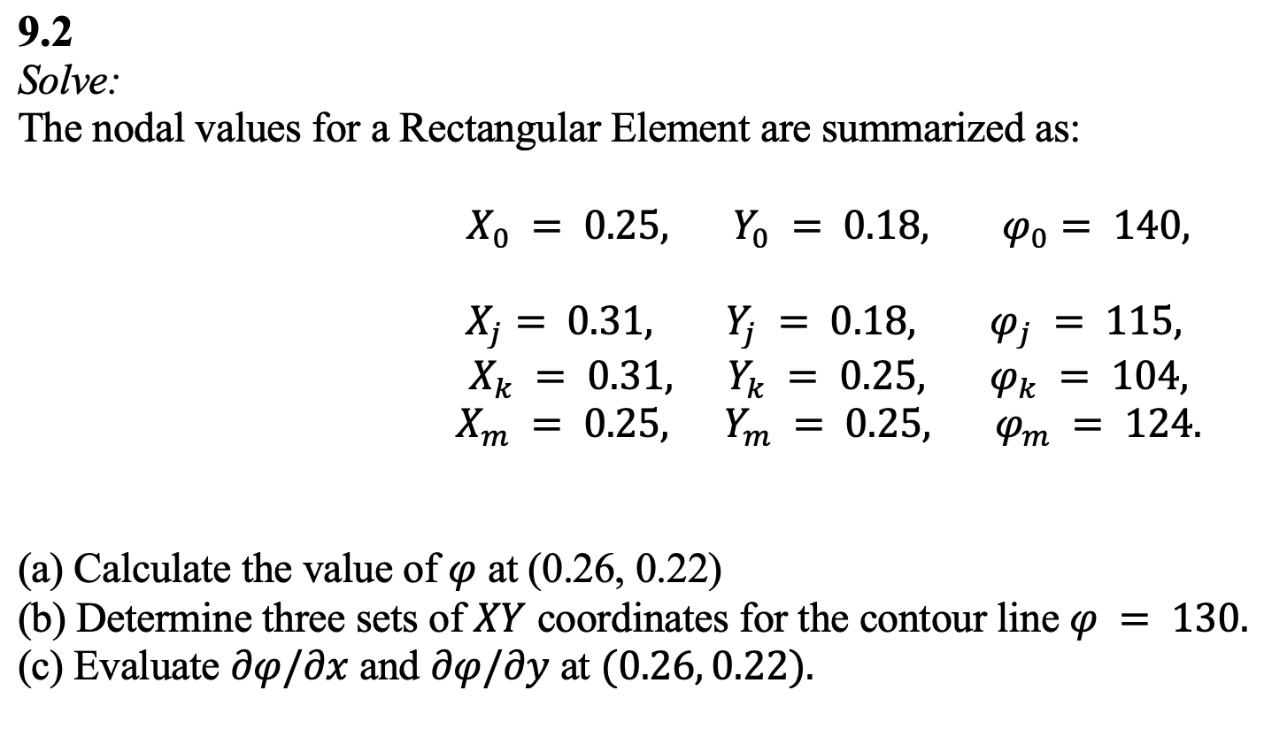 9.2 Solve: The nodal values for a Rectangular Element | Chegg.com