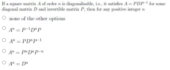 Solved A square matrix A with zero off-diagonal entries is | Chegg.com