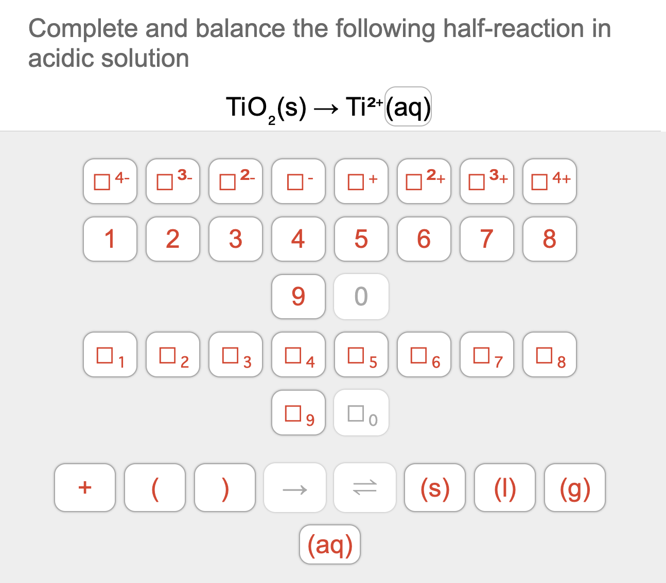 Solved Complete and balance the following half-reaction in | Chegg.com
