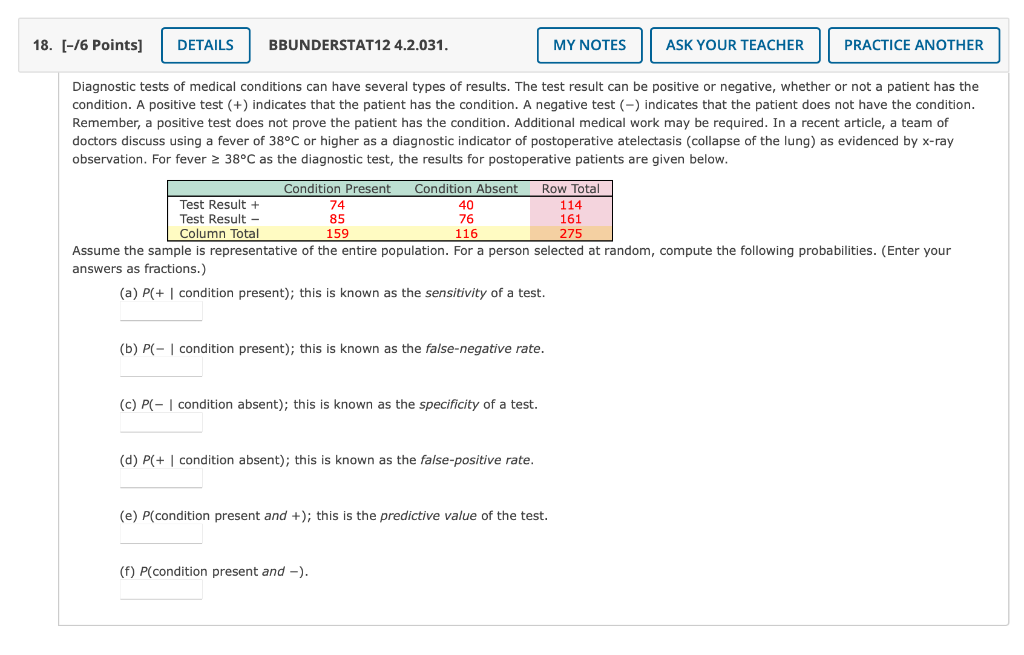 Solved 18. [-/6 Points] DETAILS BBUNDERSTAT12 4.2.031. MY | Chegg.com