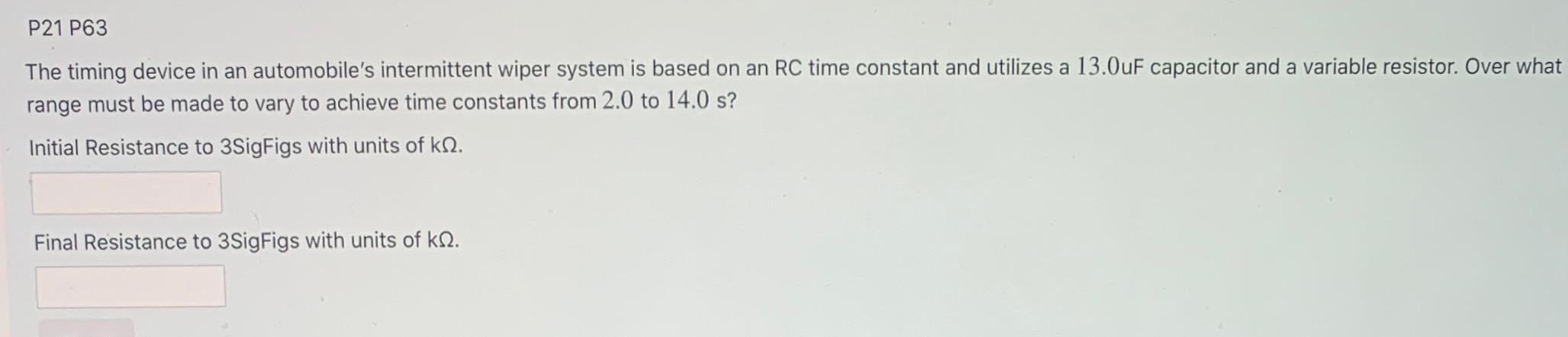 Solved P21 P63 The timing device in an automobile's | Chegg.com