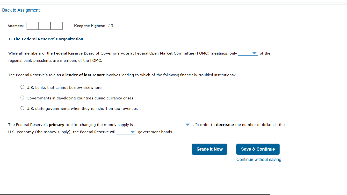 Solved Back to Assignment Attempts: Keep the Highest: /3 1. | Chegg.com