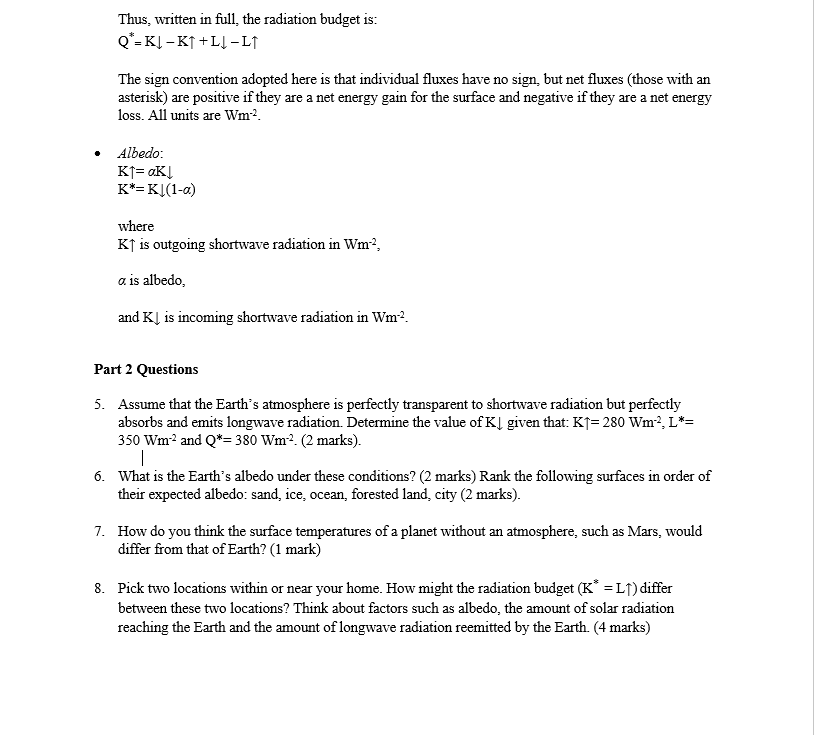 Solved Units Of Radiation Radiation Flux The Net Rate Of Chegg