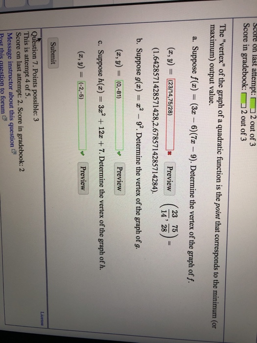 Solved score on last attempt:「一2 out of 4 Score in | Chegg.com