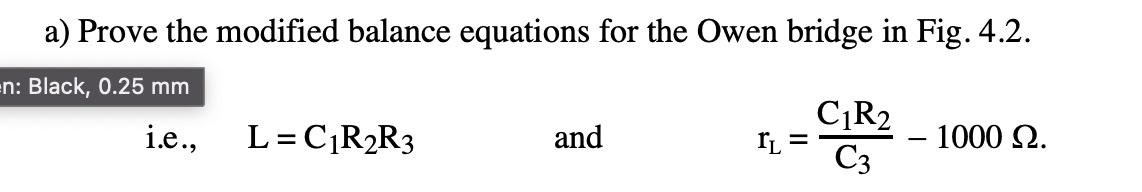 a) Prove the modified balance equations for the Owen | Chegg.com