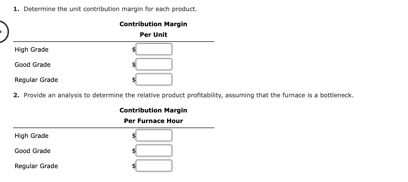 Solved Product Pricing and Profit Analysis with Bottleneck | Chegg.com