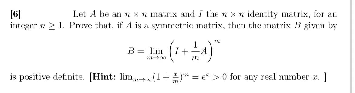 Solved Let A be an n x n matrix and I the n x n identity | Chegg.com