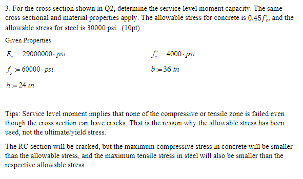 Solved 3. For the cross section shown in Q2, determine the | Chegg.com