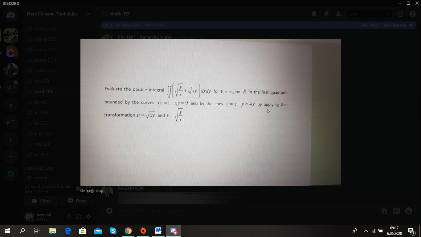 Solved DISCORD - DX Ders Çalışma Topluluğu math-112 09:16 | Chegg.com