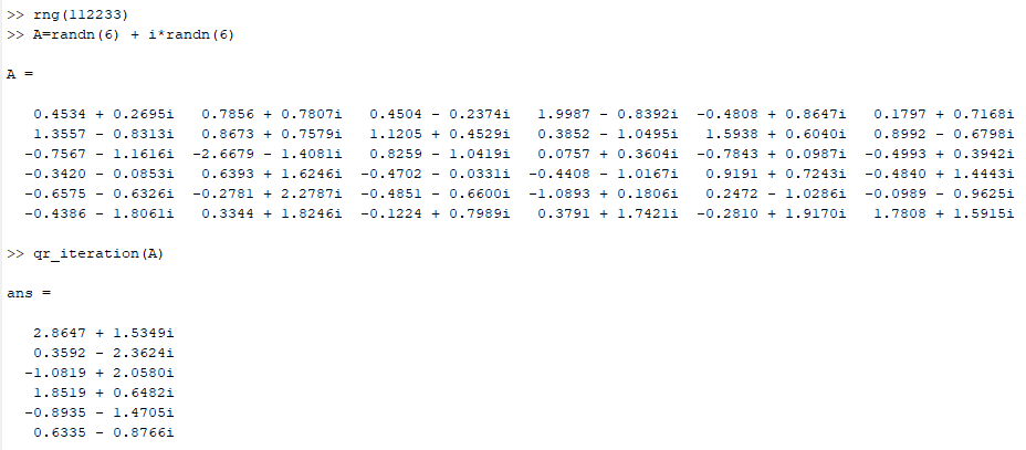 Solved Interpret the results of qr_iteration(A) and | Chegg.com