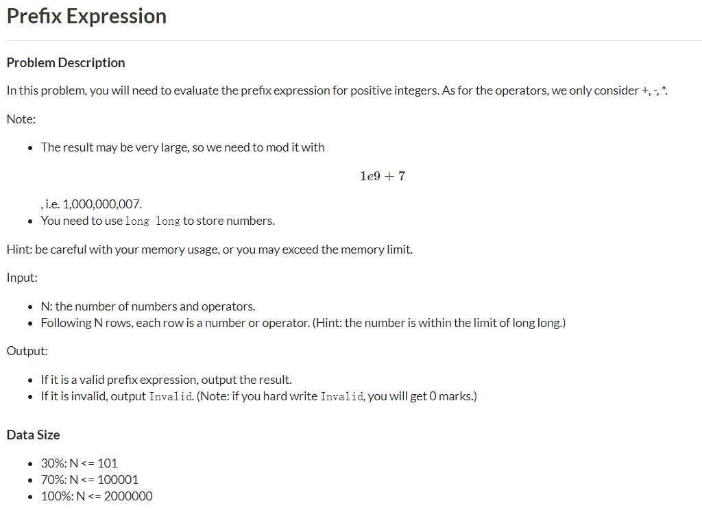 Solved Prefix Expression Problem Description In this | Chegg.com