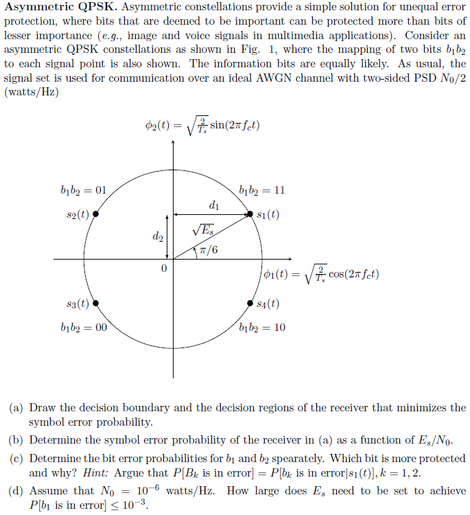 Asymmetric QPSK. Asymmetric constellations provide a | Chegg.com