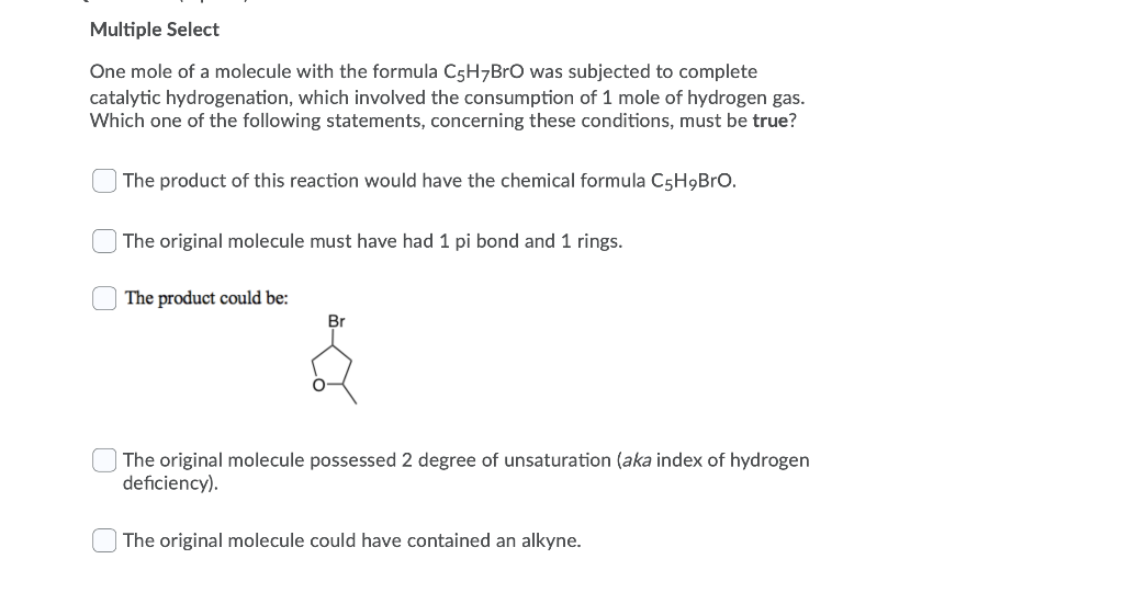 Solved Multiple Select One mole of a molecule with the | Chegg.com