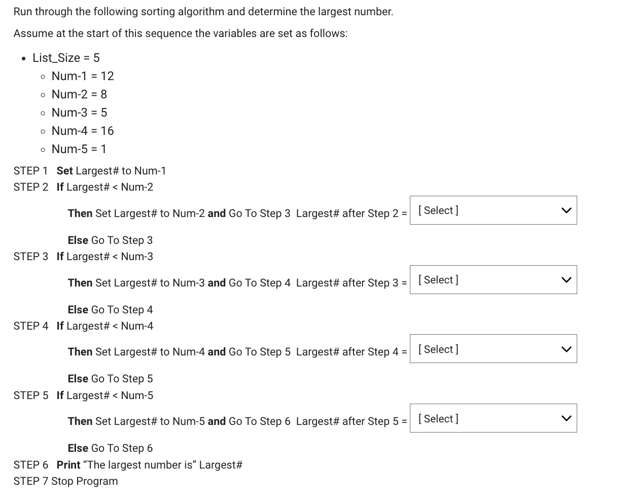 Run through the following sorting algorithm and | Chegg.com