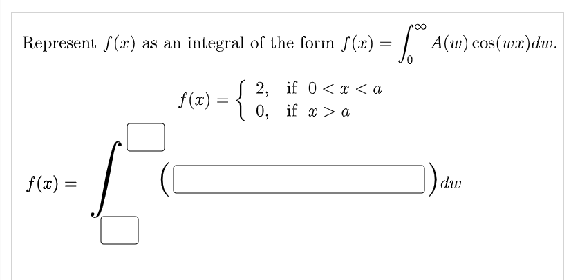 Solved Represent f(x) as an integral of the form | Chegg.com