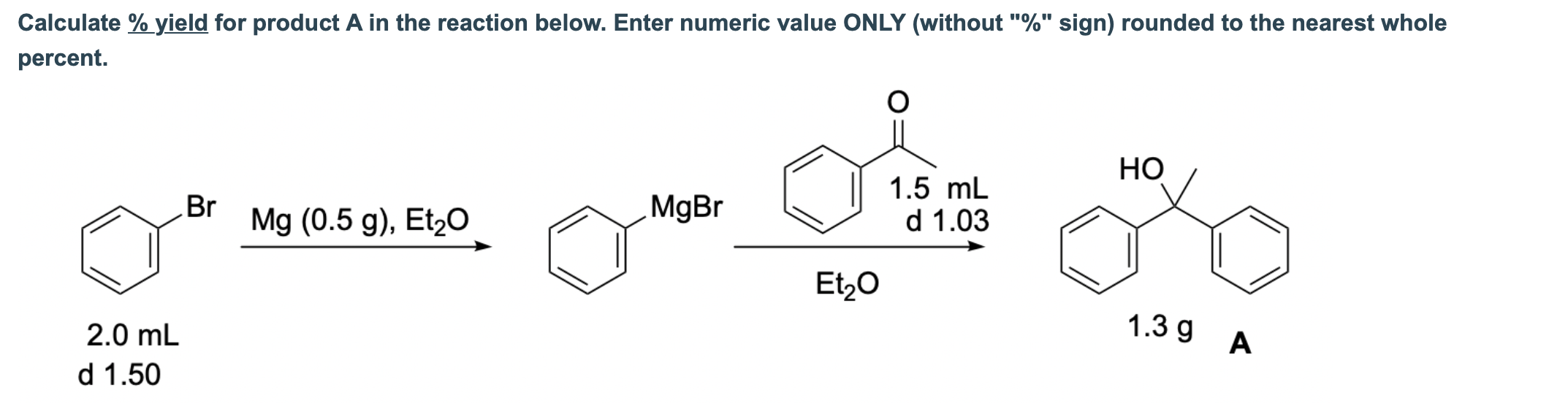 Solved Calculate % yield for product A in the reaction | Chegg.com