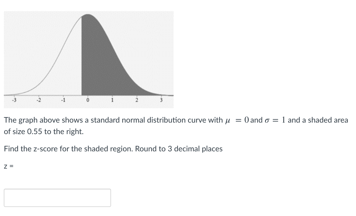 Solved -3 -2 1 2 3 The graph above shows a standard normal | Chegg.com