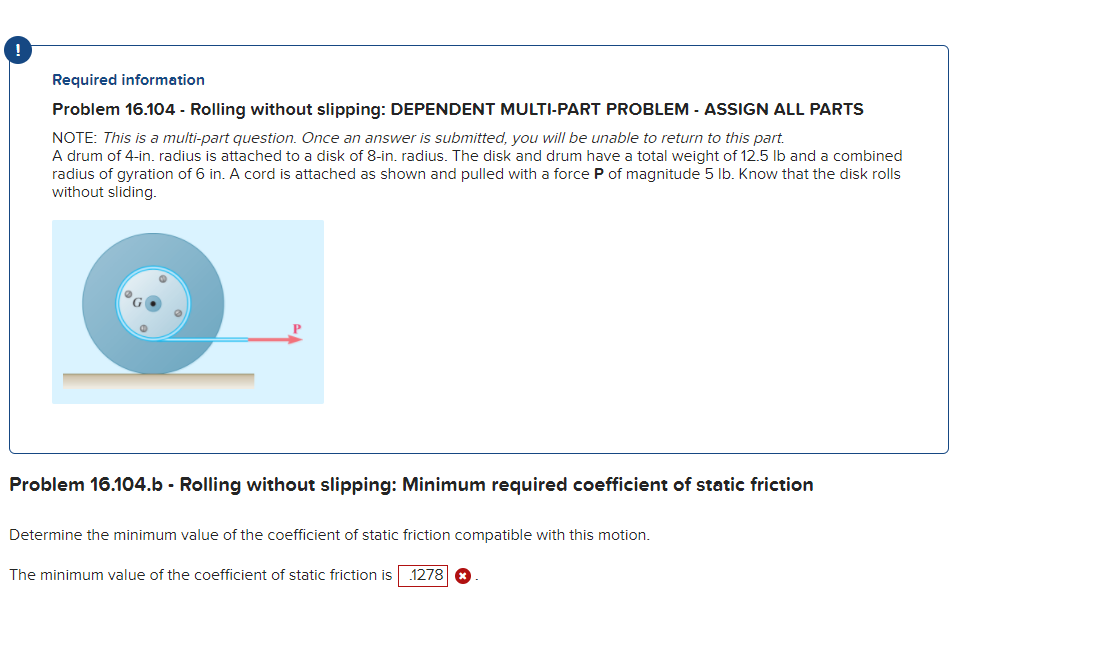 Solved Problem 16.104 - Rolling without slipping: DEPENDENT | Chegg.com
