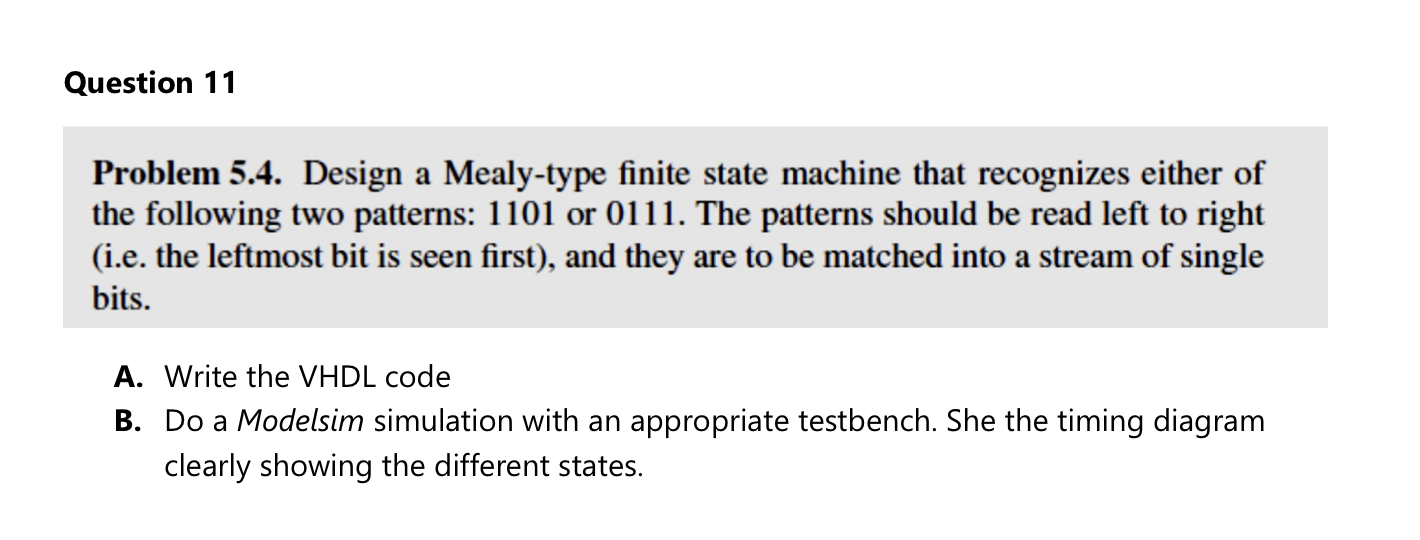 Solved Problem 5.4. Design a Mealy-type finite state machine | Chegg.com