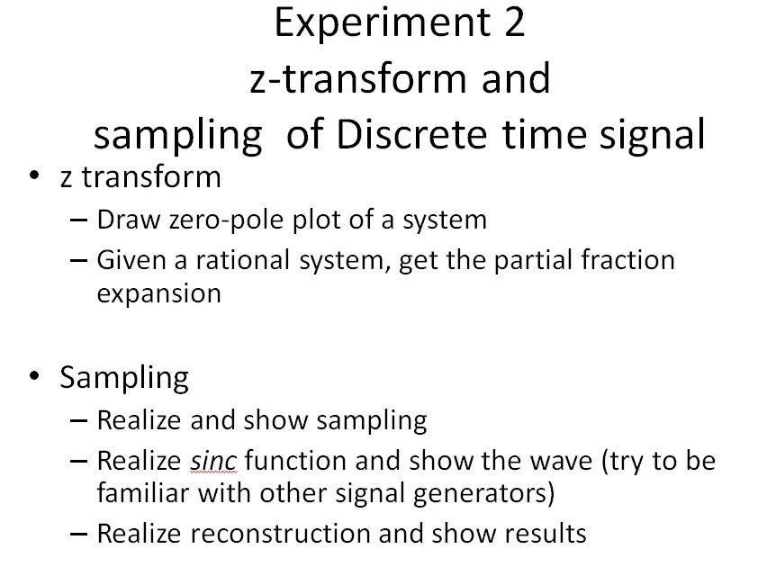 z transform Experiment 2 z-transform and sampling | Chegg.com