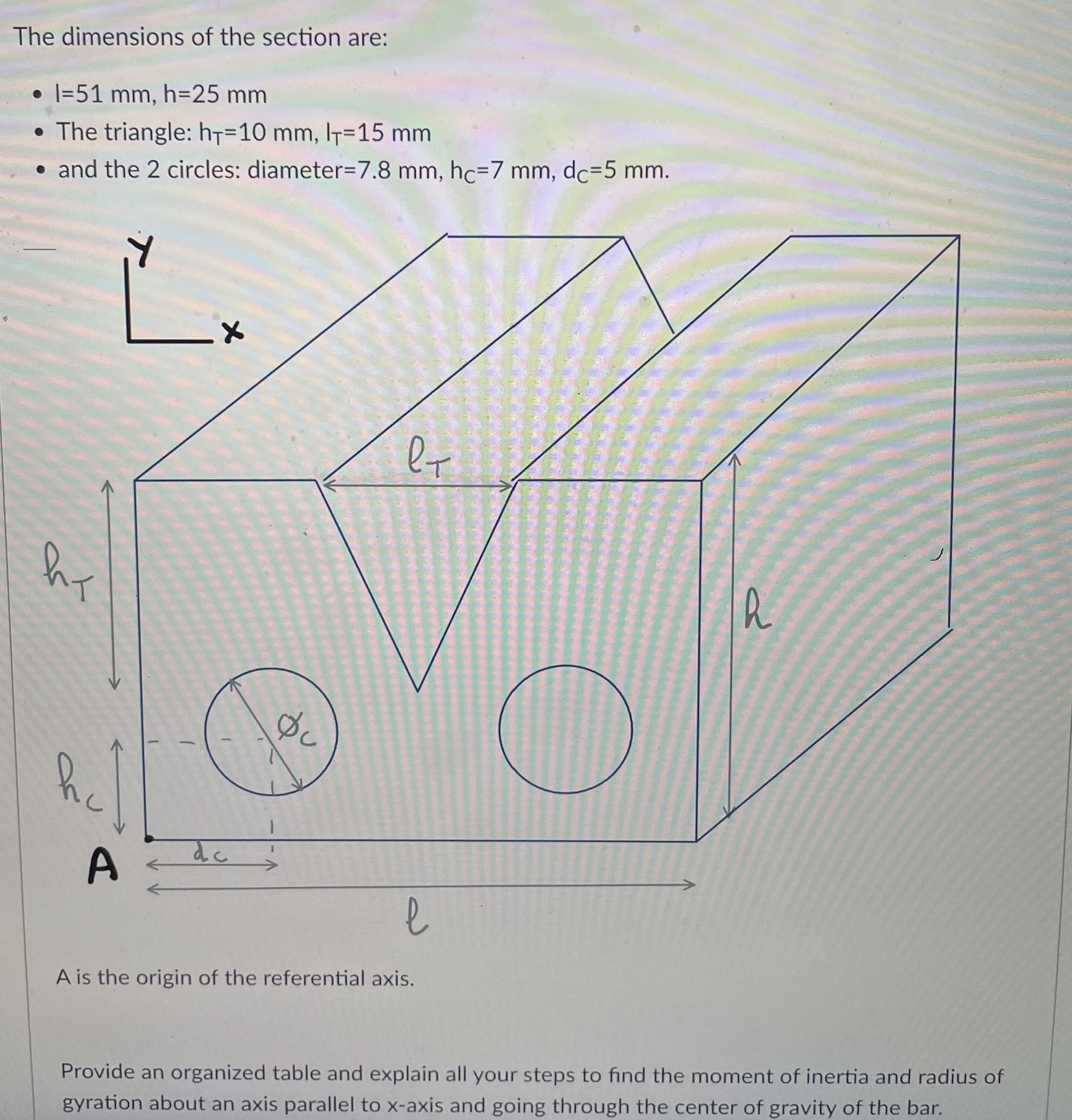 Solved Find the moment of inertia and radius of gyration of | Chegg.com