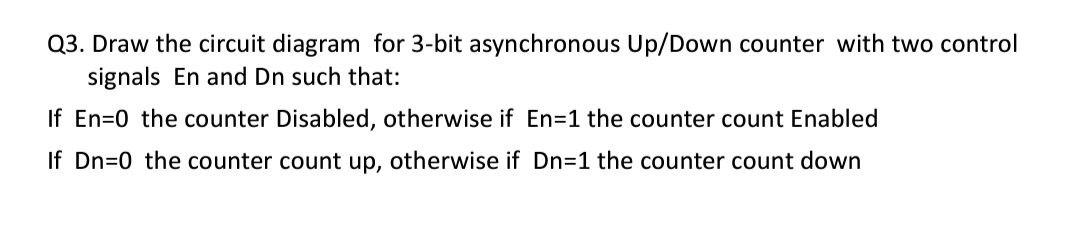 Solved Q3. Draw the circuit diagram for 3-bit asynchronous | Chegg.com