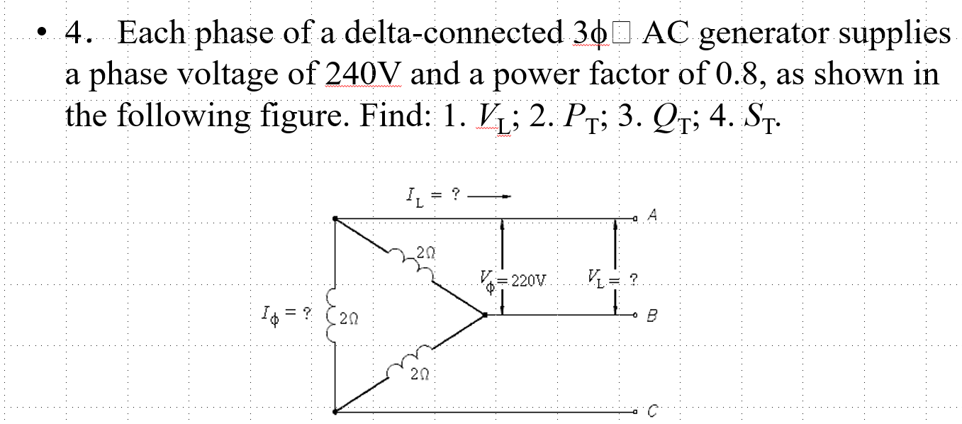 Solved Each phase of a delta-connected 3φ ﻿AC generator | Chegg.com