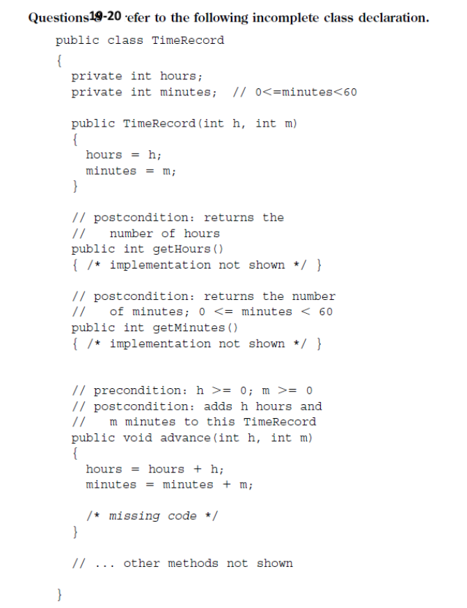 Solved Questions 19-20 efer to the following incomplete | Chegg.com