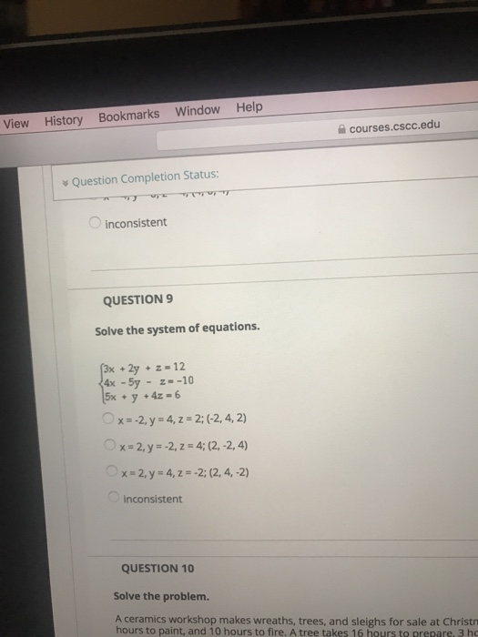 Solved View History Bookmarks Window Help courses.cscc.edu | Chegg.com