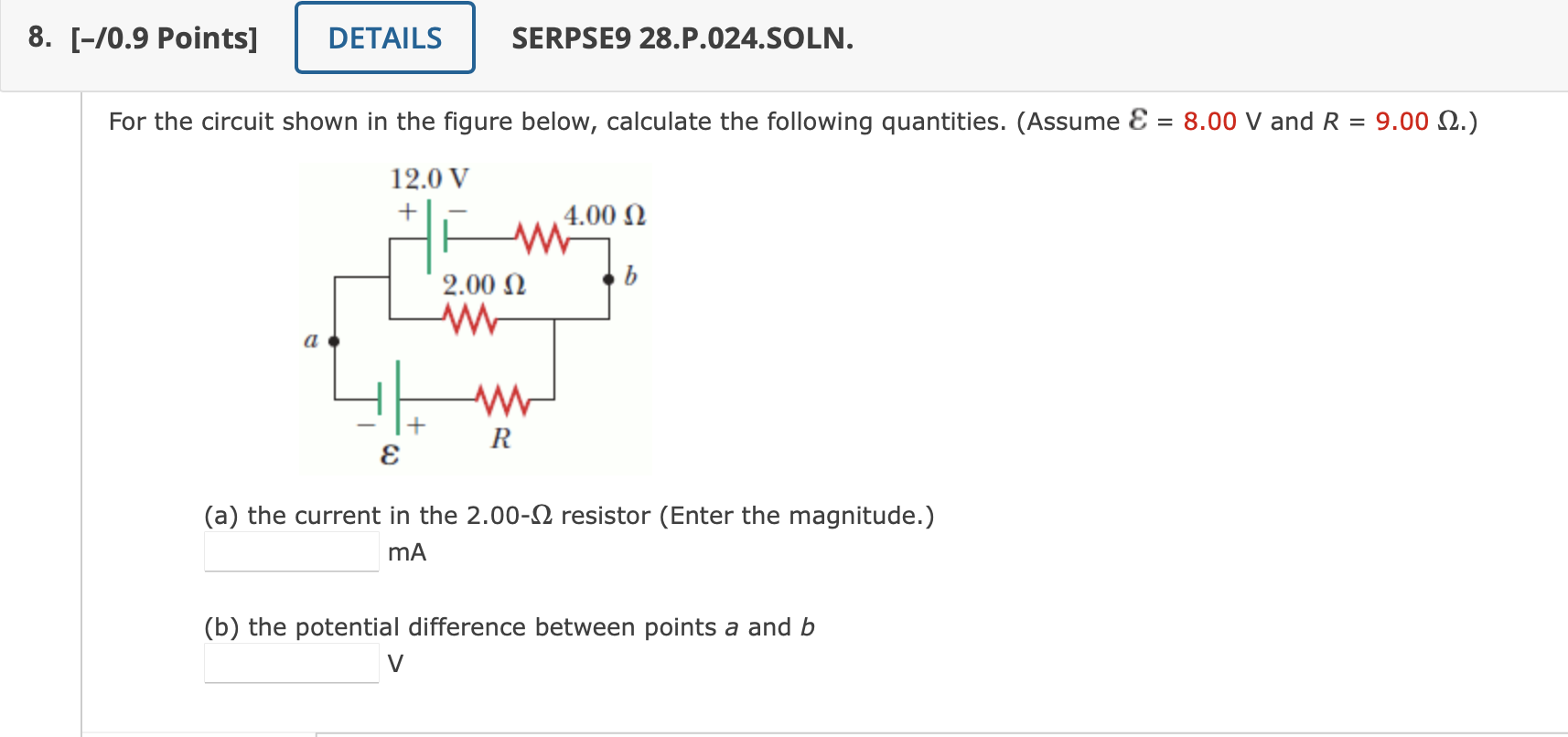 Solved For the circuit shown in the figure below, calculate | Chegg.com