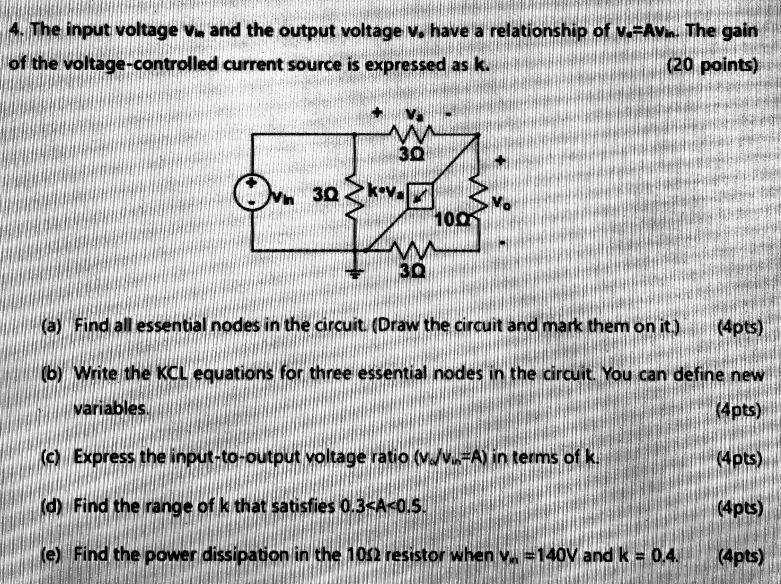 Solved 4. The input voltage vin and the output voltage v. | Chegg.com