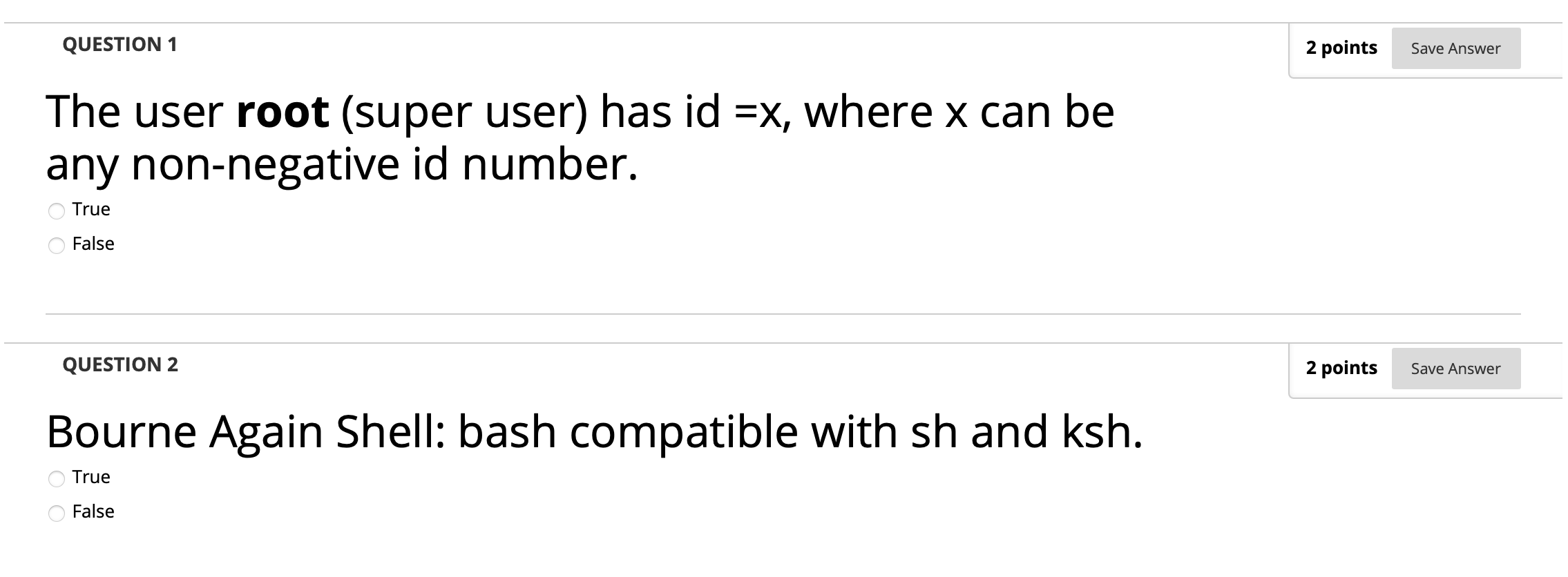 Solved QUESTION 1 2 points Save Answer The user root (super | Chegg.com