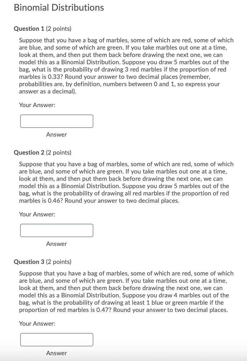 Solved Binomial Distributions Question 1 (2 points) Suppose | Chegg.com