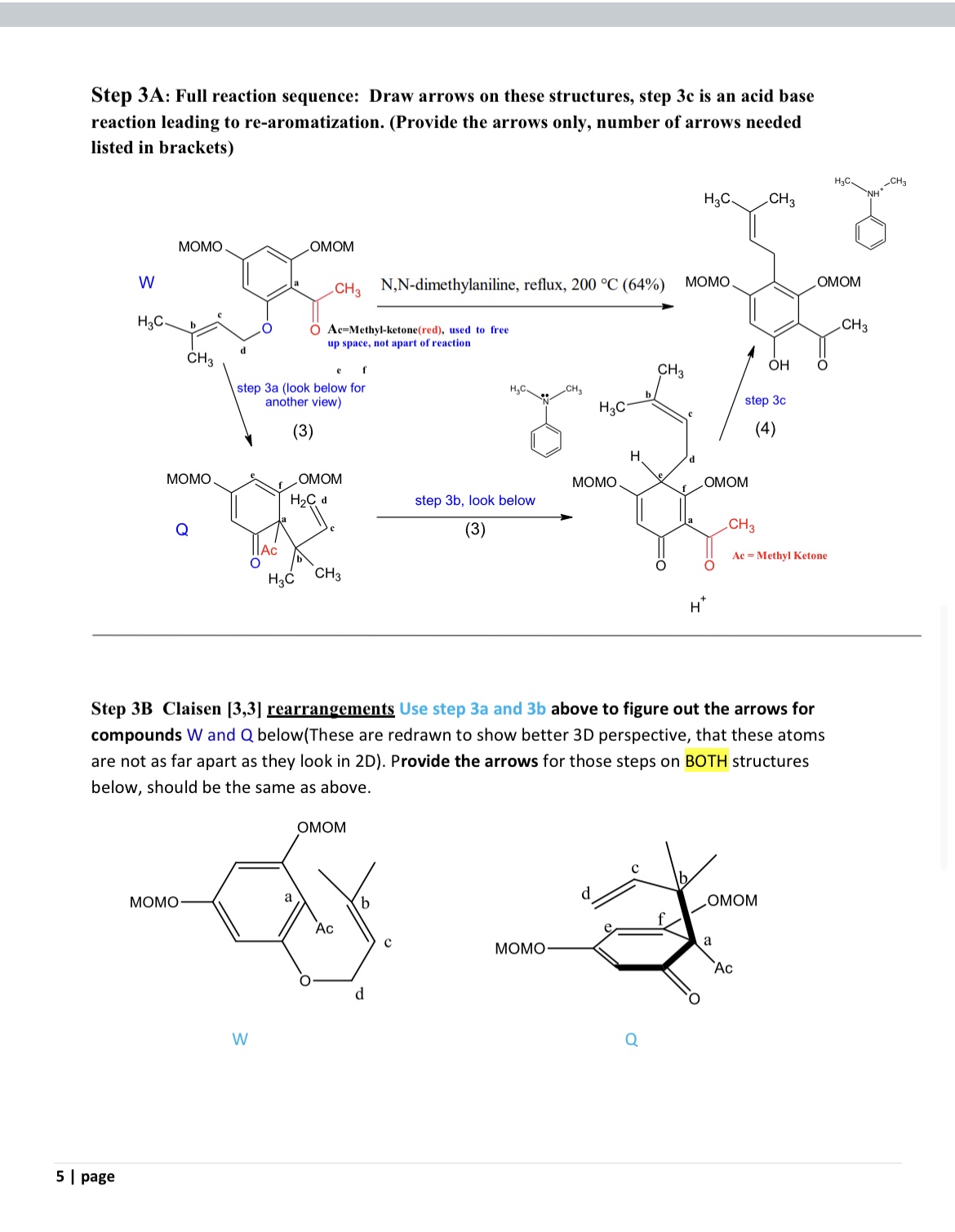 Step 3A: Full reaction sequence: Draw arrows on these | Chegg.com