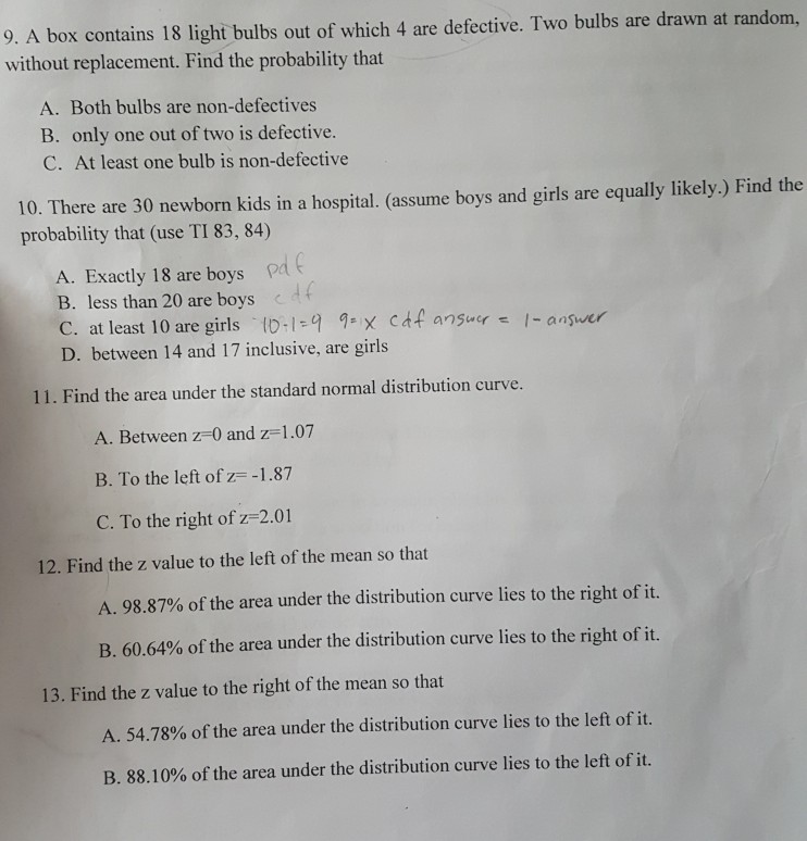 Solved 9. A box contains 18 light bulbs out of which 4 are | Chegg.com