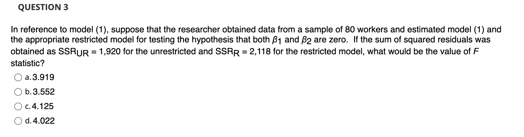 Solved In reference to model (1), suppose that the | Chegg.com