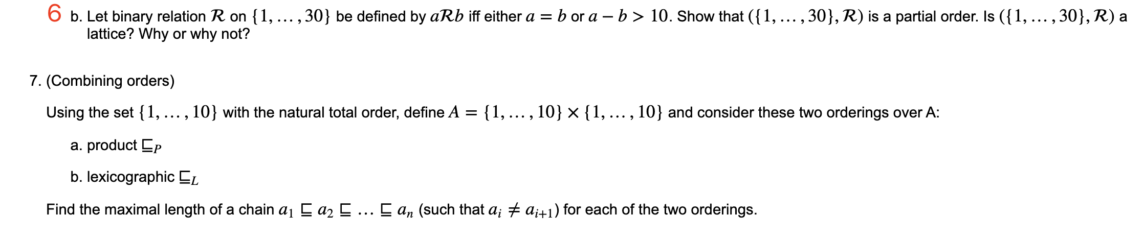 Solved 6 b. Let binary relation R on {1,...,30} be defined | Chegg.com