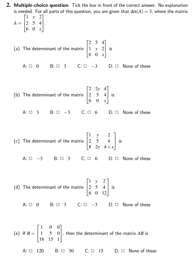 Solved 2. Multiple-choice question. Tick the box in front of | Chegg.com
