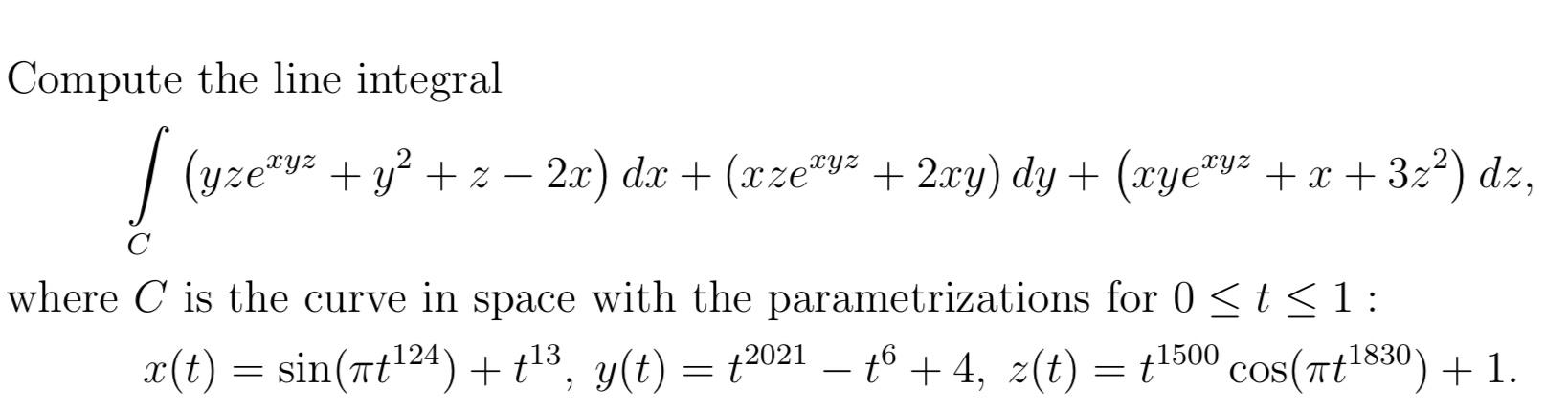 Solved Compute the line integral | Chegg.com