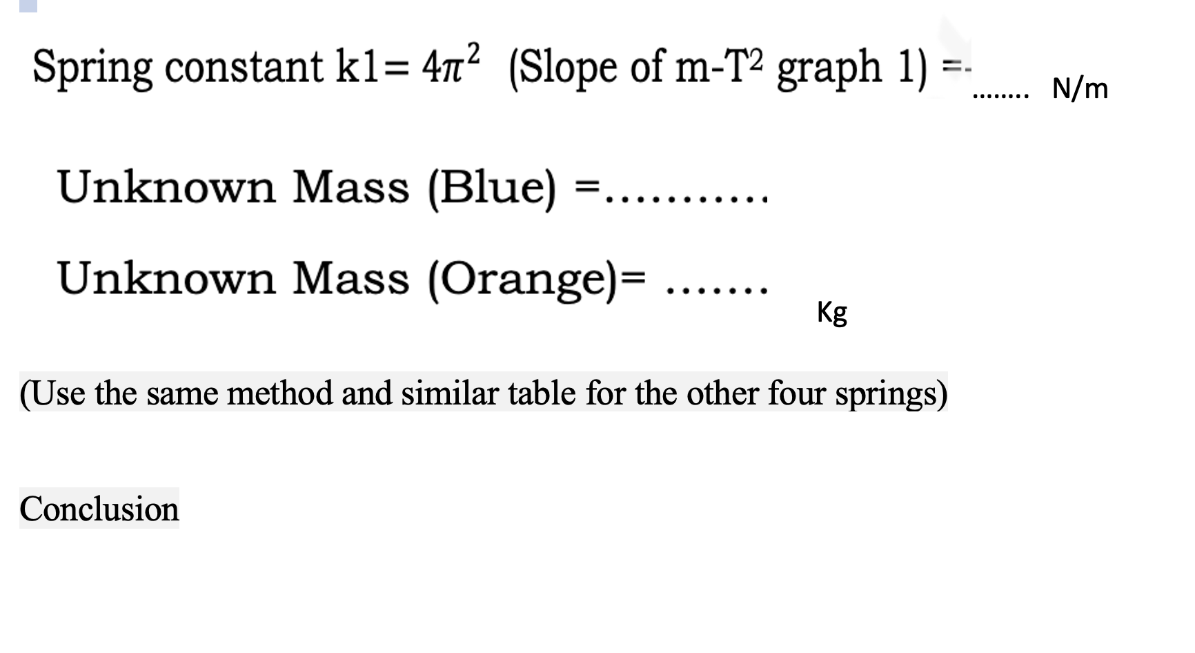Solved Lab #2: Oscillations of A Loaded Spring: Aim (i) To | Chegg.com