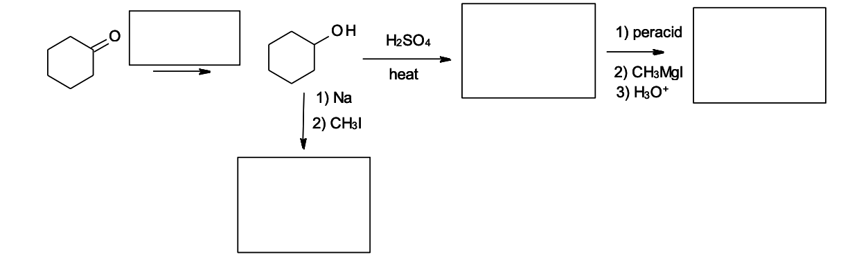 Solved OH 1) peracid H2SO4 heat 2) CH3Mgi 3) H30+ 1) Na 2) | Chegg.com