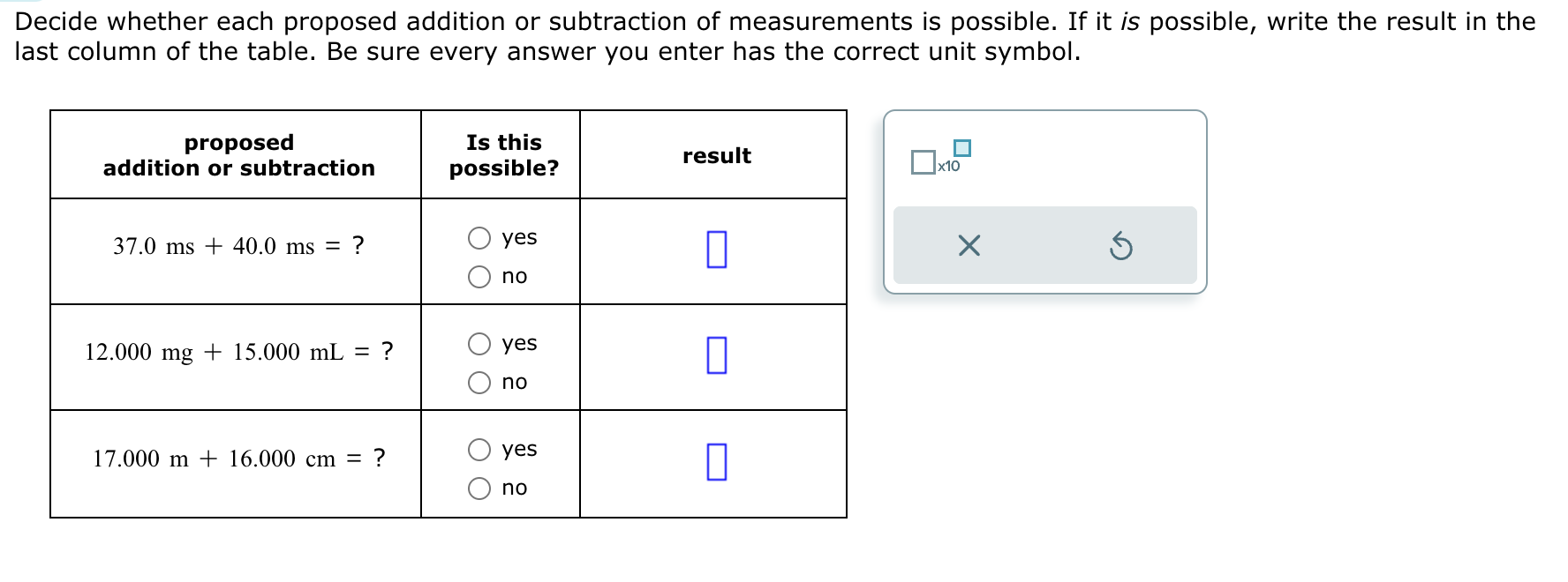 Solved Decide whether each proposed addition or subtraction | Chegg.com